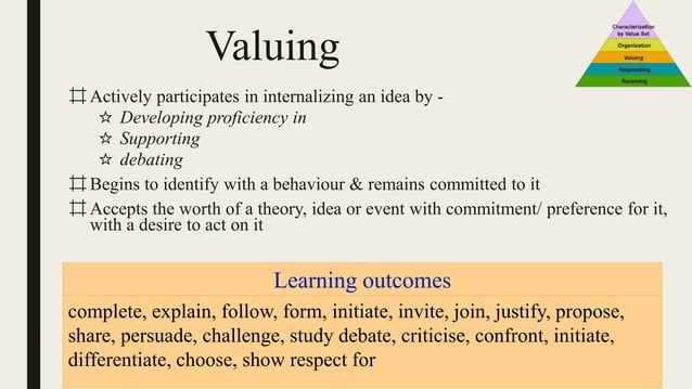 Taxonomy of Educational Objectives - The Affective Domain | PPTX