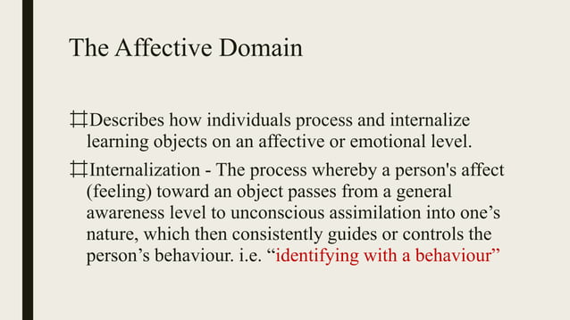 Taxonomy of Educational Objectives - The Affective Domain | PPTX