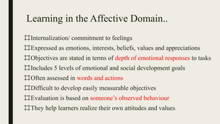 Taxonomy of Educational Objectives - The Affective Domain | PPTX