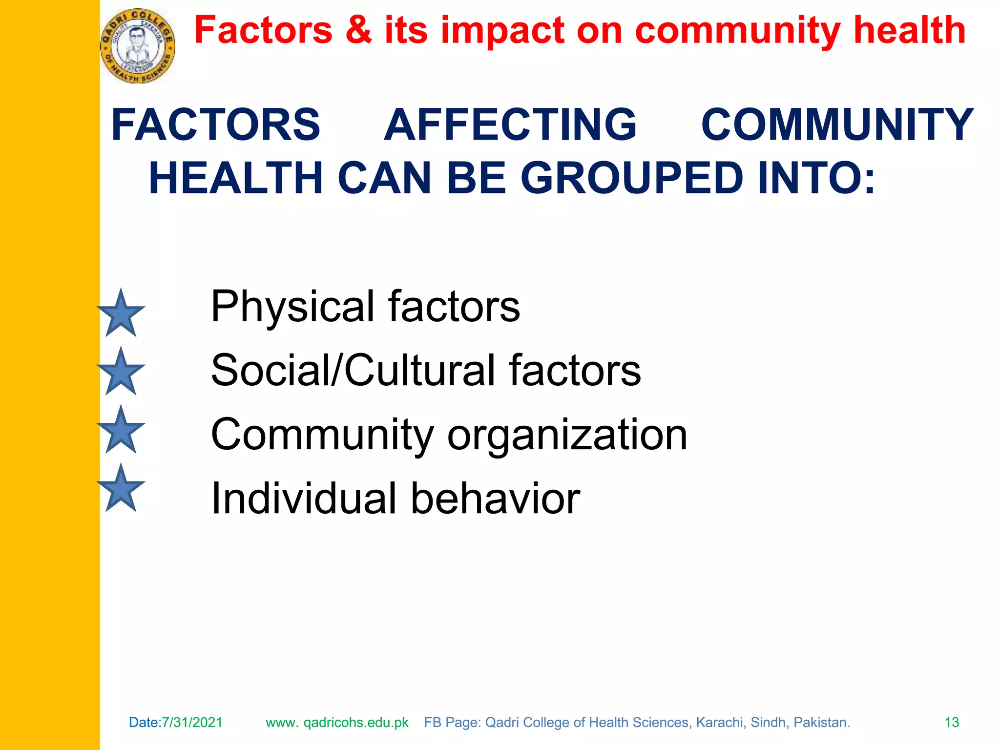 “the environment and its impact on community health” | PPTX