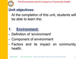 “the environment and its impact on community health” | PPTX