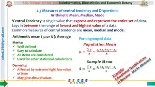 5. Biostatistics central tendency mean, median, mode for ungrouped data ...