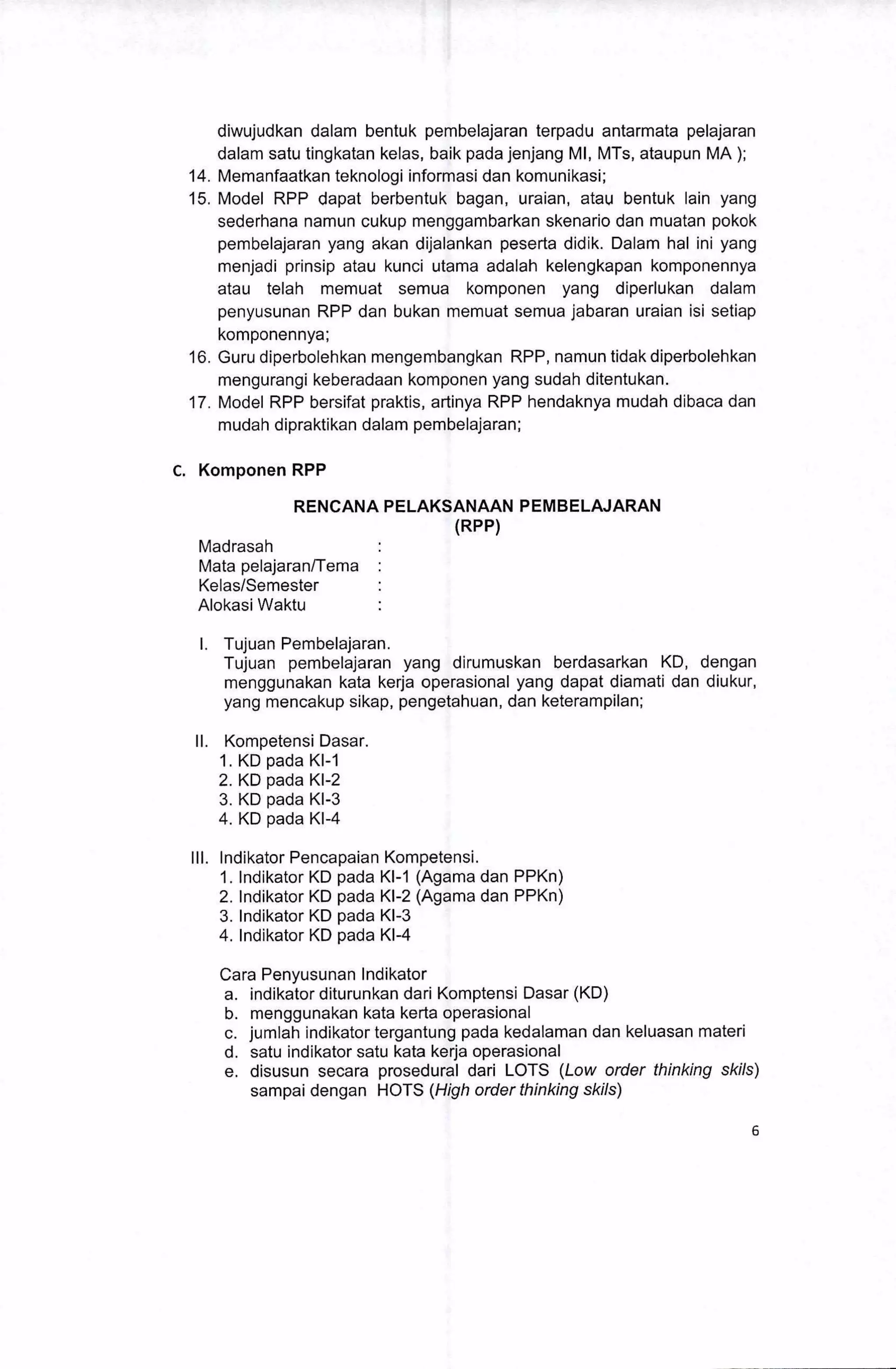 5. juknis penyusunan rpp pada madrasah [5164] | PDF