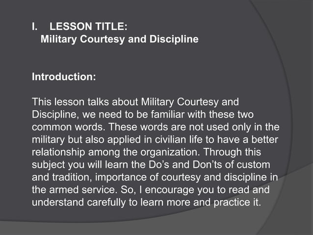 5. military courtesy_and_discipline | PPTX | Family and Relationships