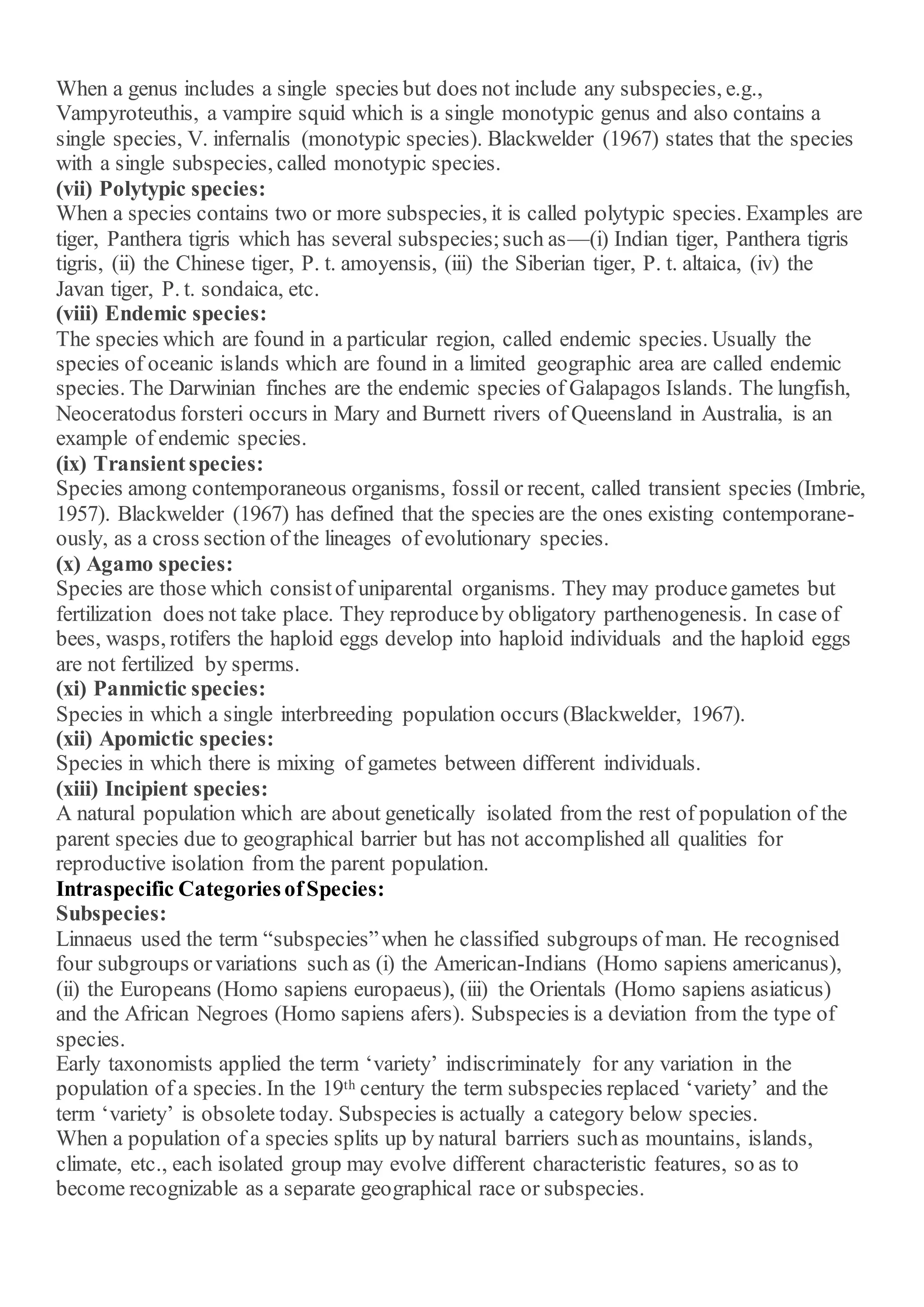 types of species | DOCX