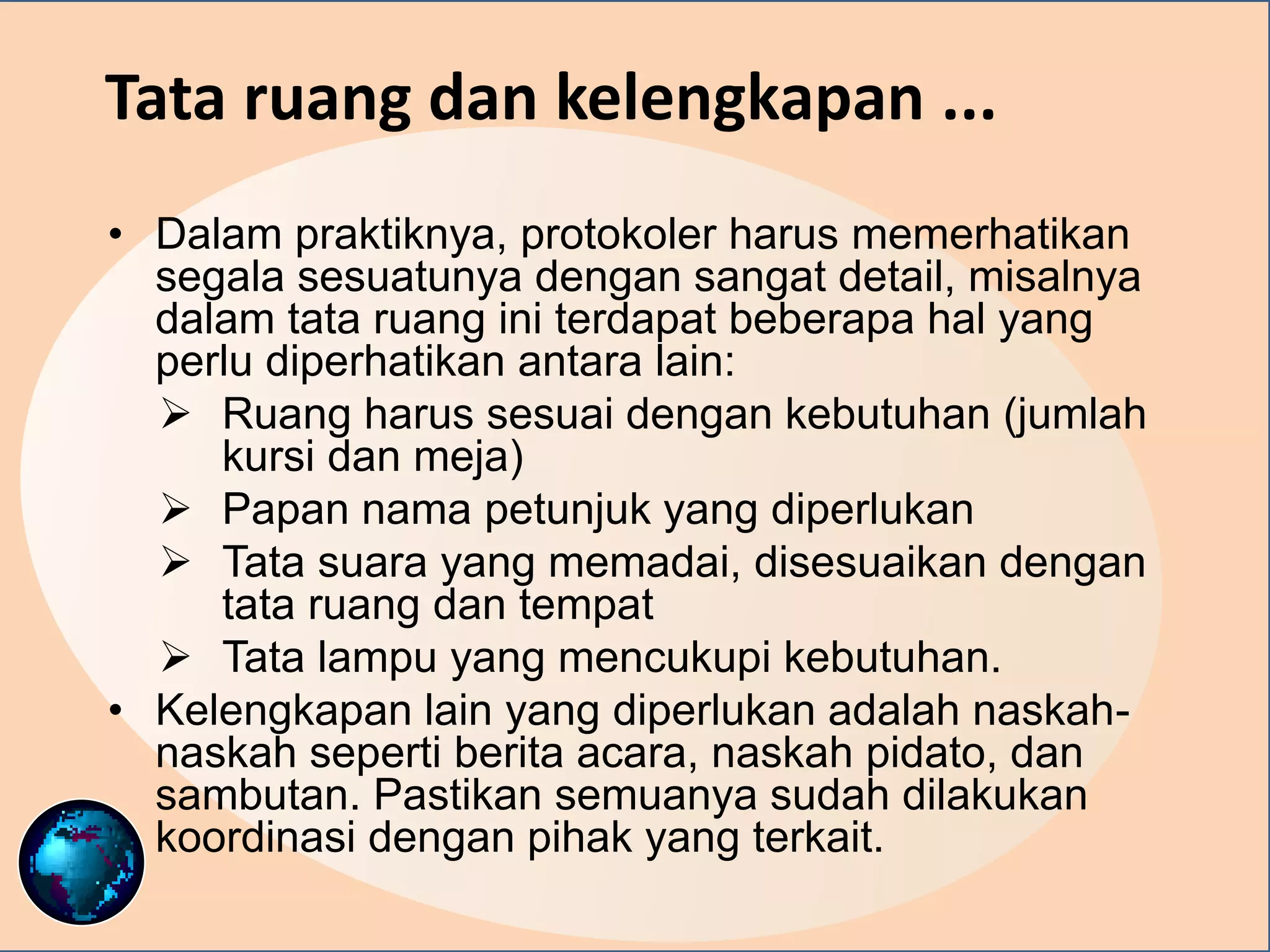 Protokoler dan Teknik Penyusunan Acara, Tempat, dll _Training Effective ...