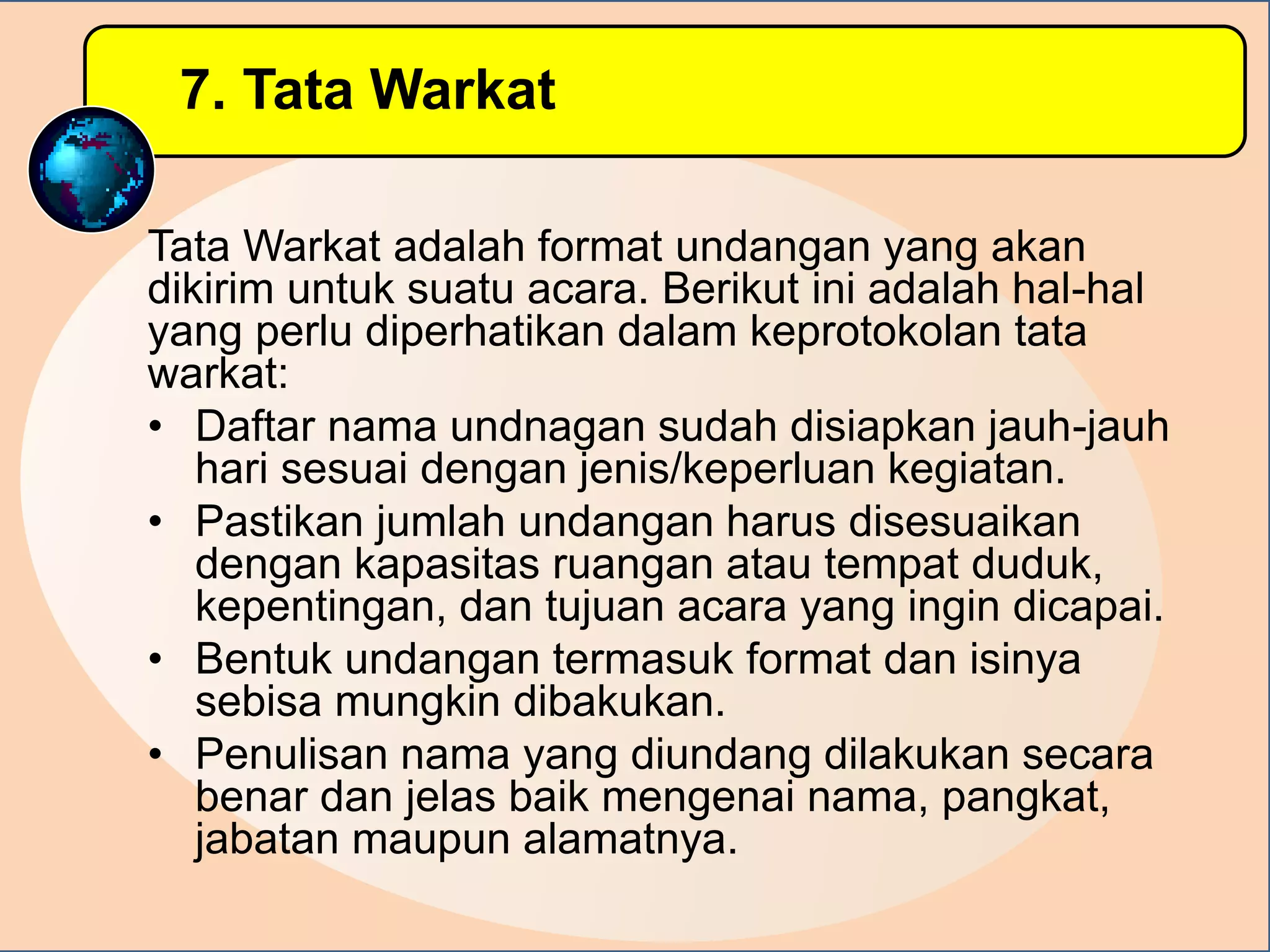 Protokoler dan Teknik Penyusunan Acara, Tempat, dll _Training Effective ...
