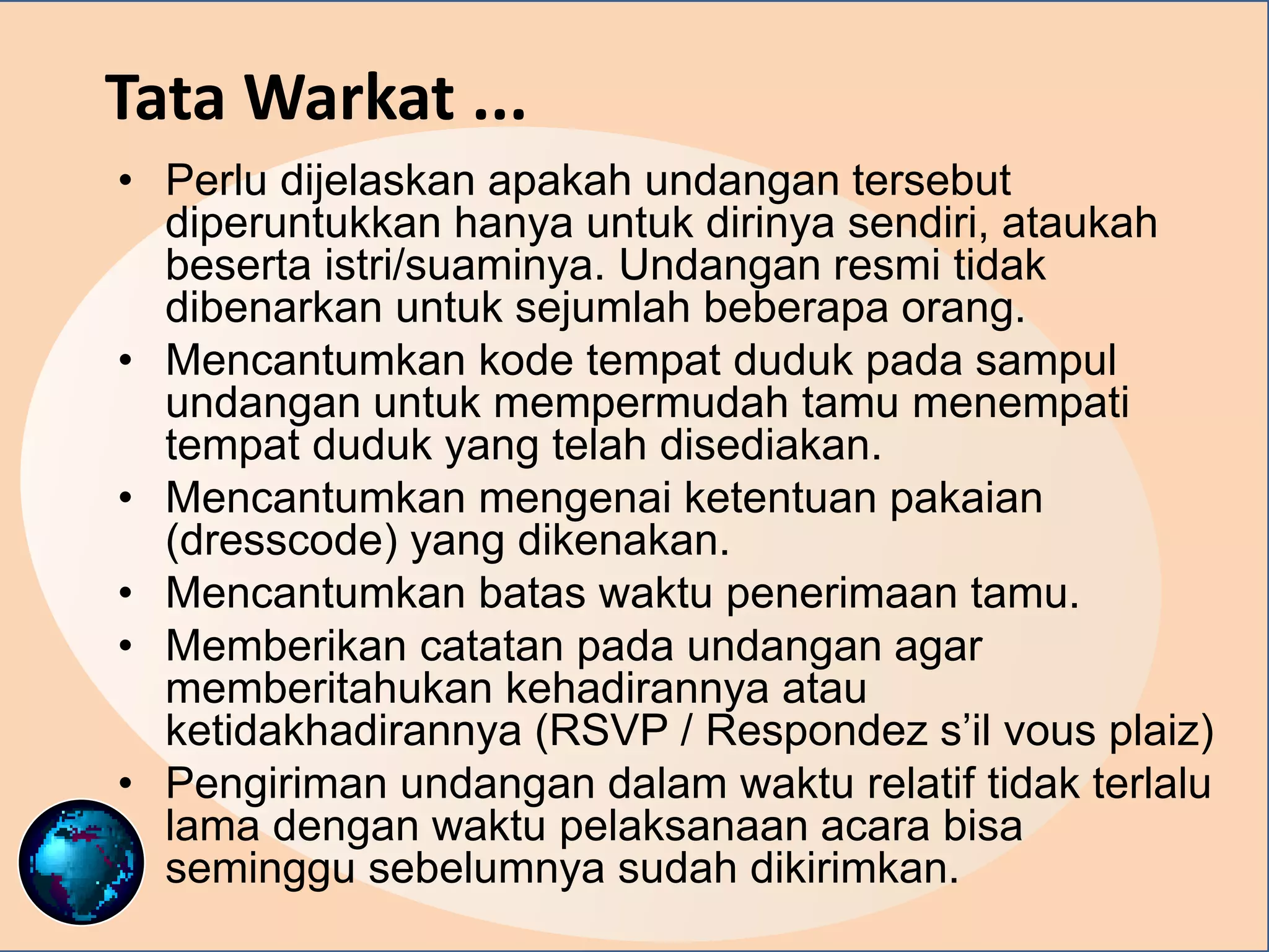 Protokoler dan Teknik Penyusunan Acara, Tempat, dll _Training Effective ...