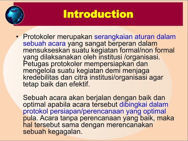 Protokoler dan Teknik Penyusunan Acara, Tempat, dll _Training Effective ...