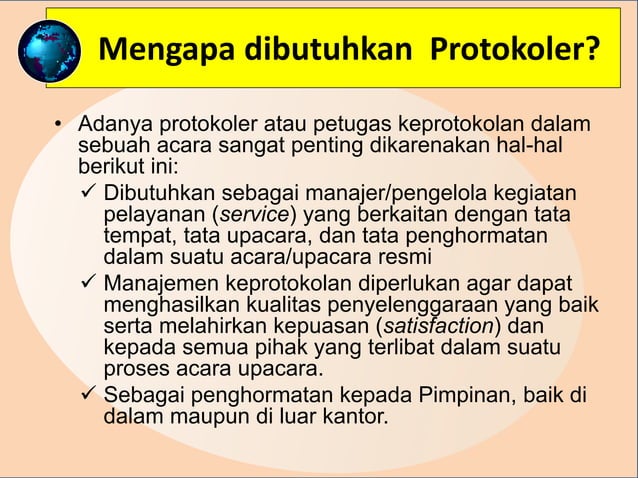 Protokoler dan Teknik Penyusunan Acara, Tempat, dll _Training Effective ...