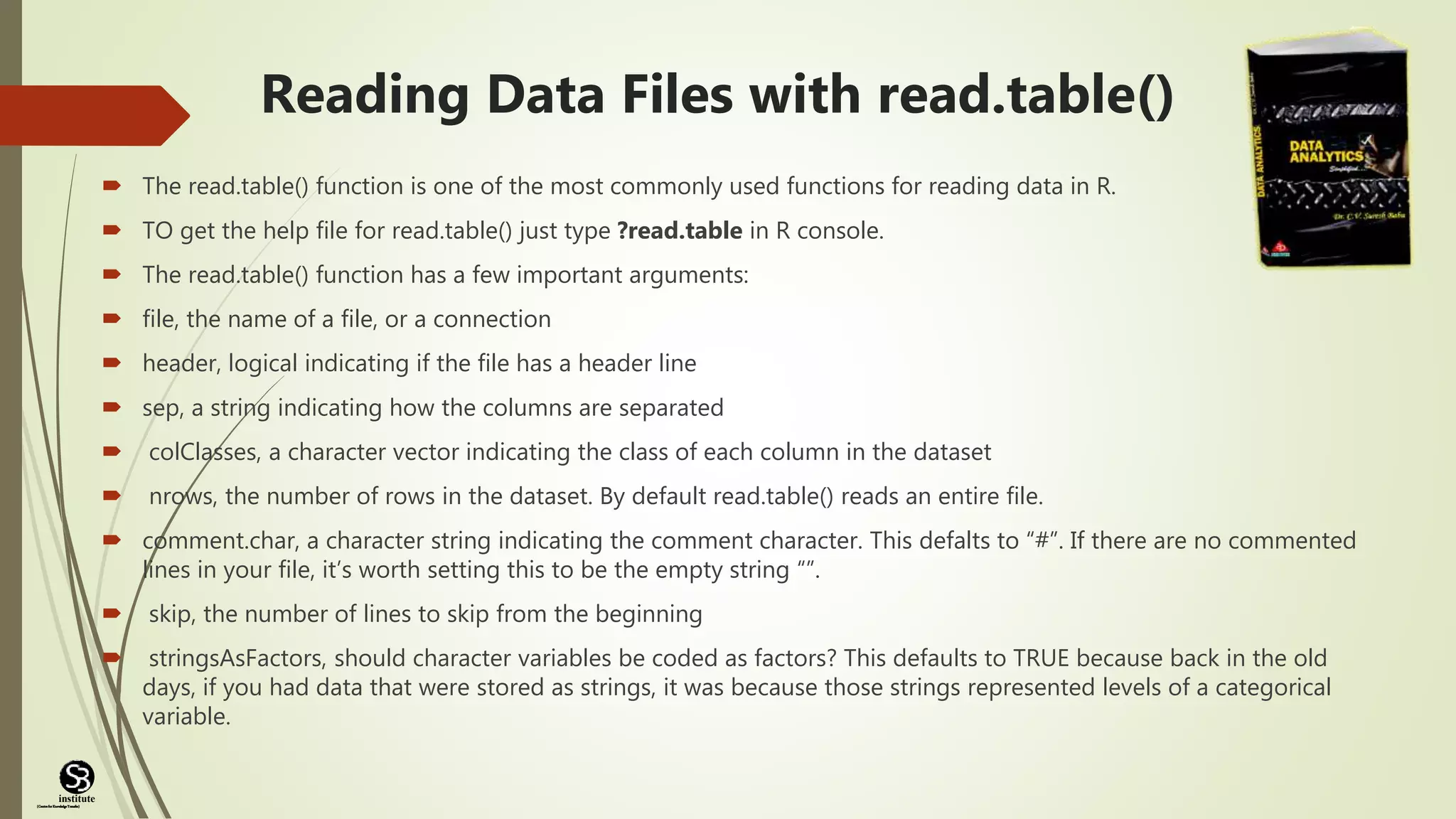 Data analytics with R | PPTX | Programming Languages | Computing
