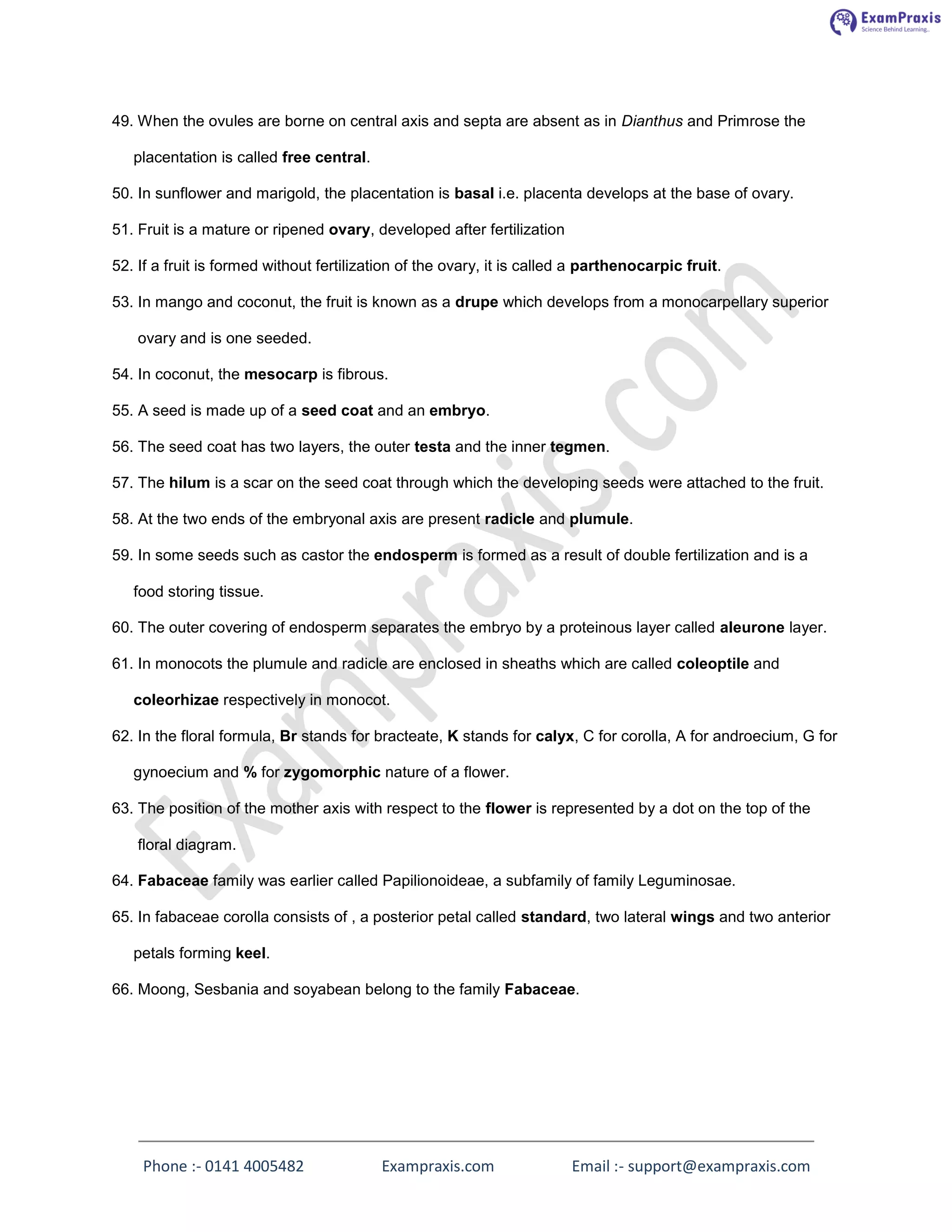 Morphology of Flowering Plants, Important Notes-ExamPraxis | PDF