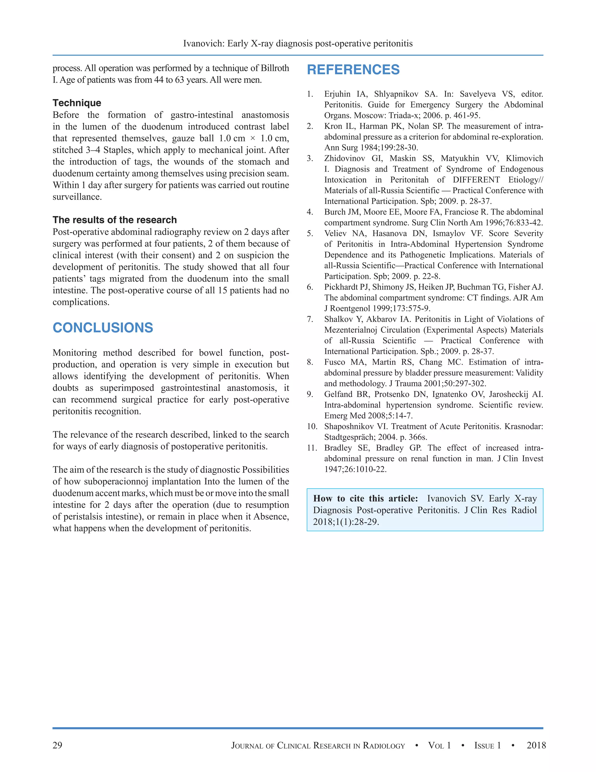 Early X-ray Diagnosis Post-operative Peritonitis | PDF