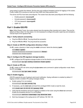 5.5.1.2 packet tracer configure ios intrusion prevention system (ips) using cli instructor | PDF