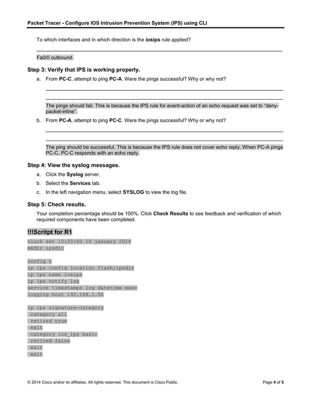 5.5.1.2 packet tracer configure ios intrusion prevention system (ips) using cli instructor | PDF ...