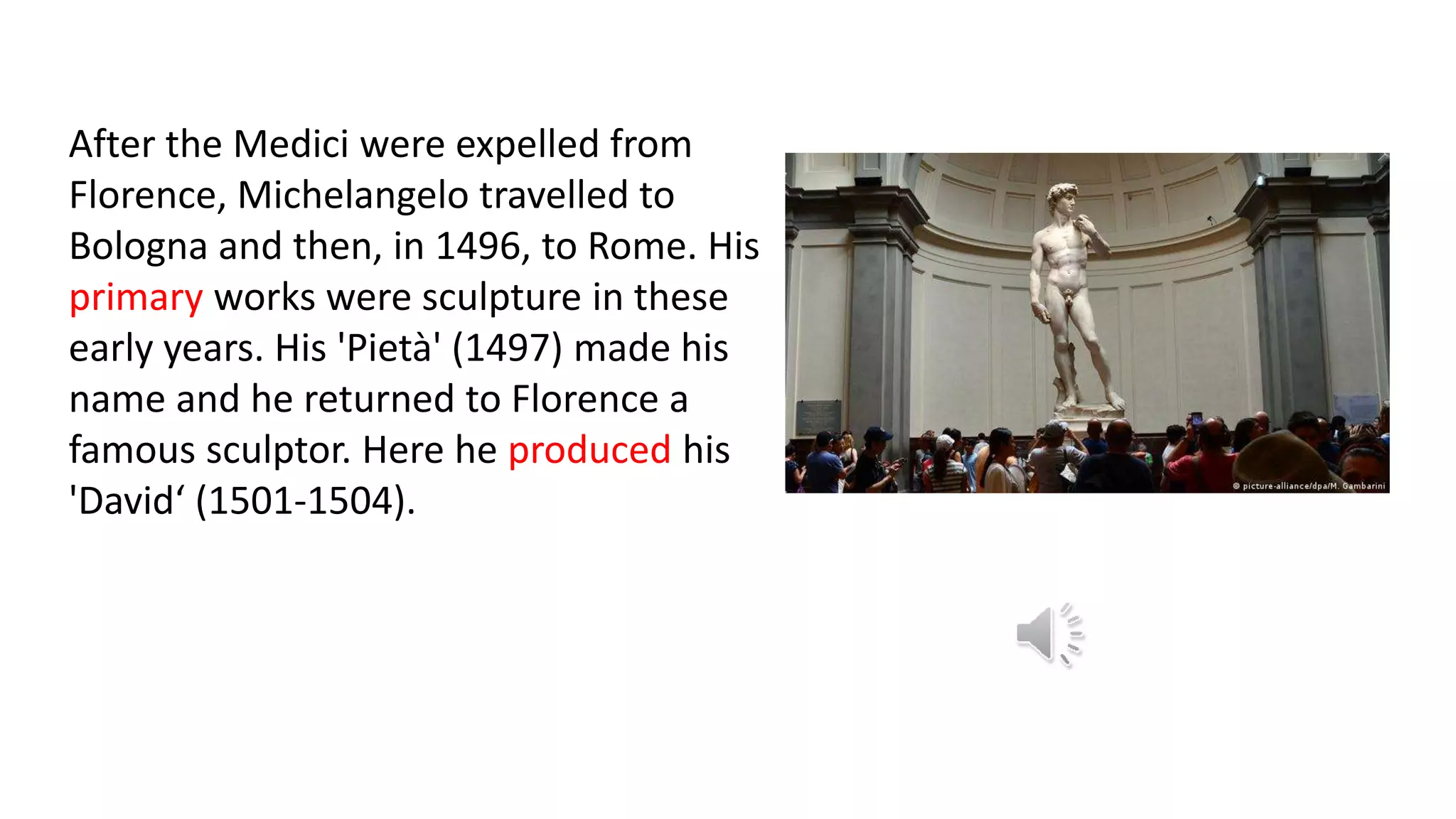 Michelangelo biography for Greek ESL students | PPT