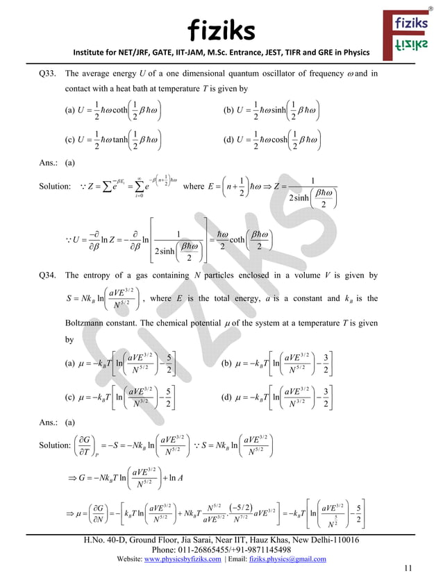 5.Thermodynamics and Statistical Physics_GATE.pdf | Physics | Science