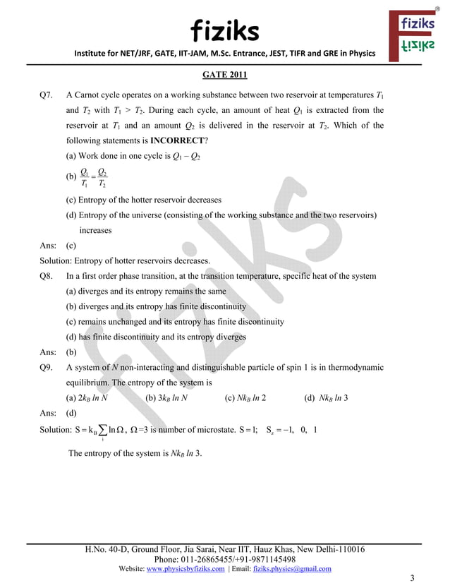 5.Thermodynamics and Statistical Physics_GATE.pdf | Physics | Science