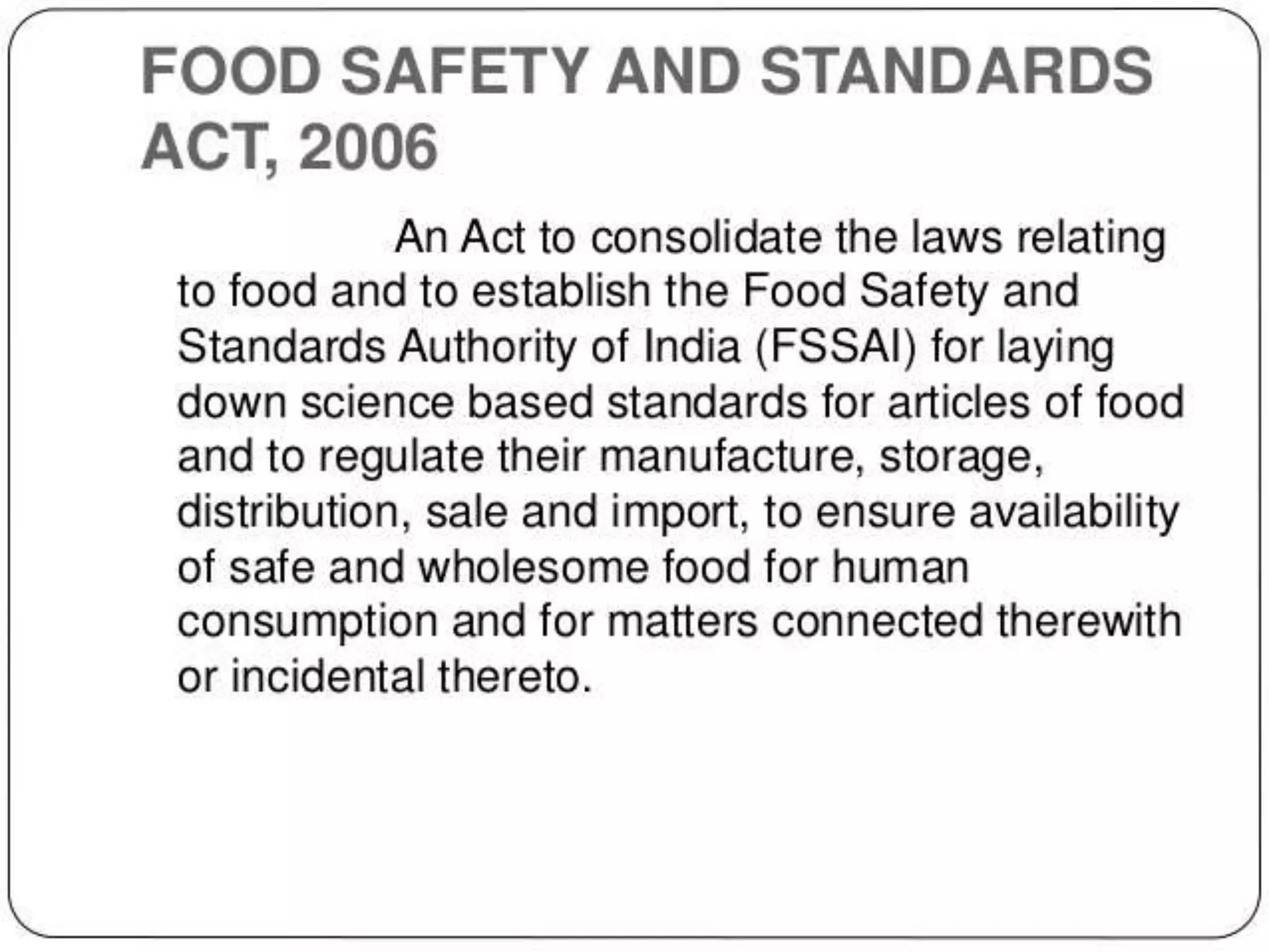 Food laws & Regulations | PPTX