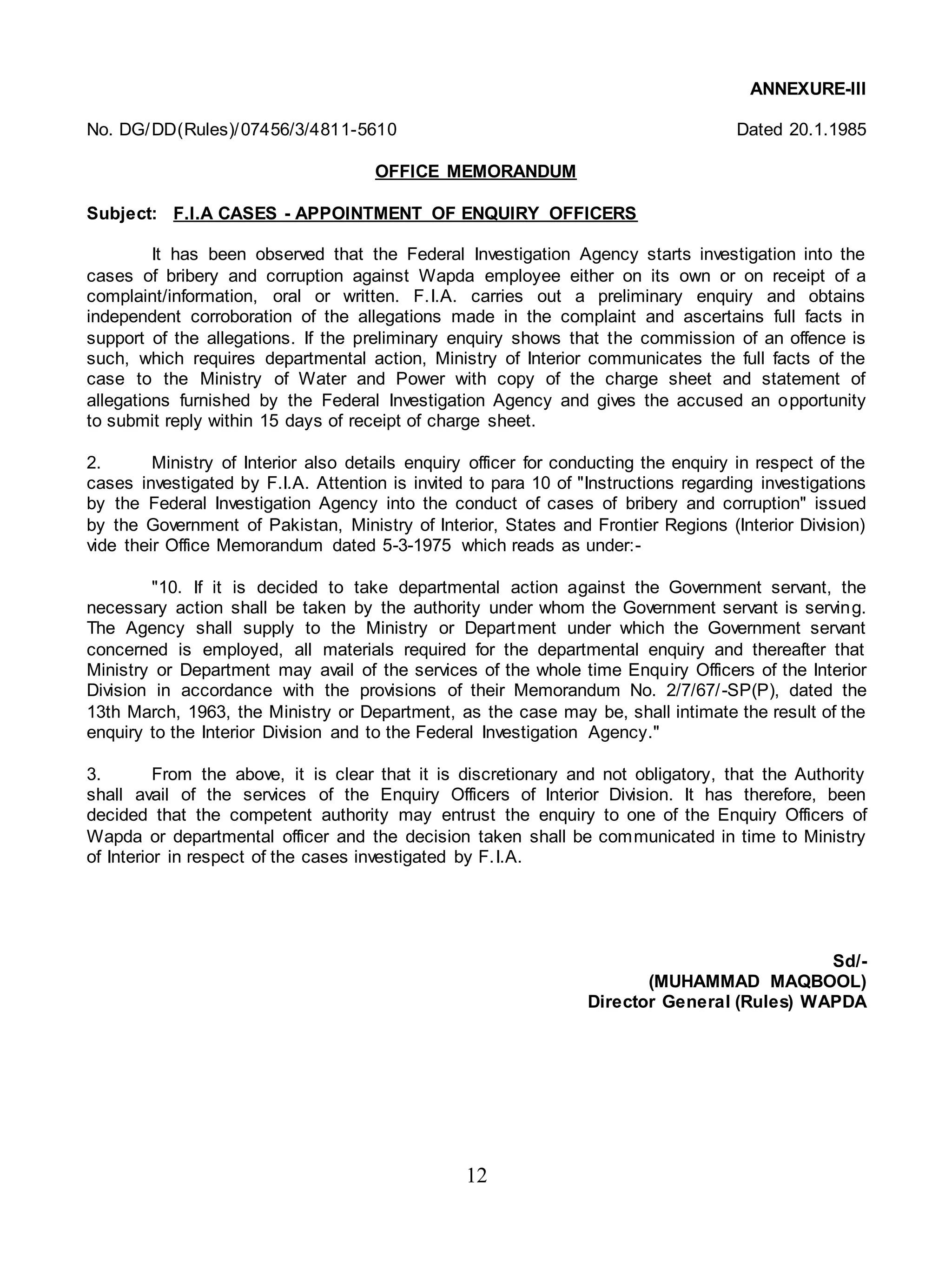 5. WAPDA Guide Line for enforcing the responsibility for losses 1982.DOC