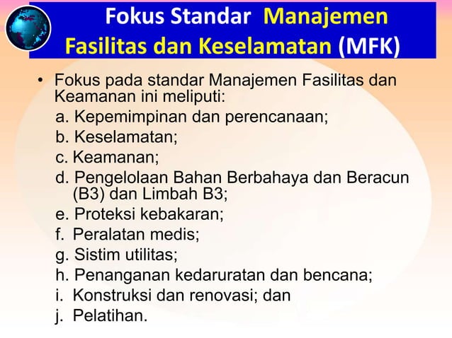 Manajemen Fasilitas dan Keselamatan (MFK) _BimTek "Standar AKREDITASI RUMAH SAKIT" | PPTX