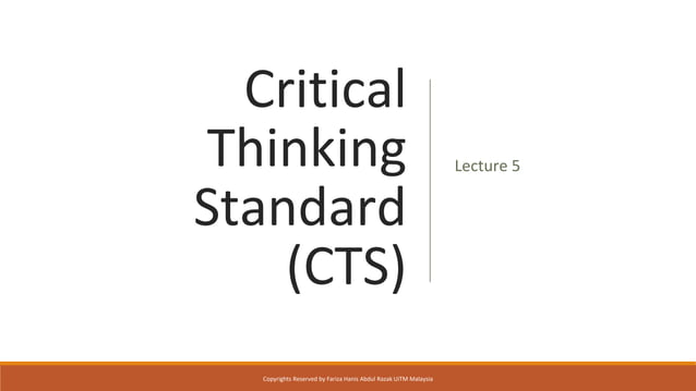 5. Critical Thinking Standard (CTS).pdf | Science