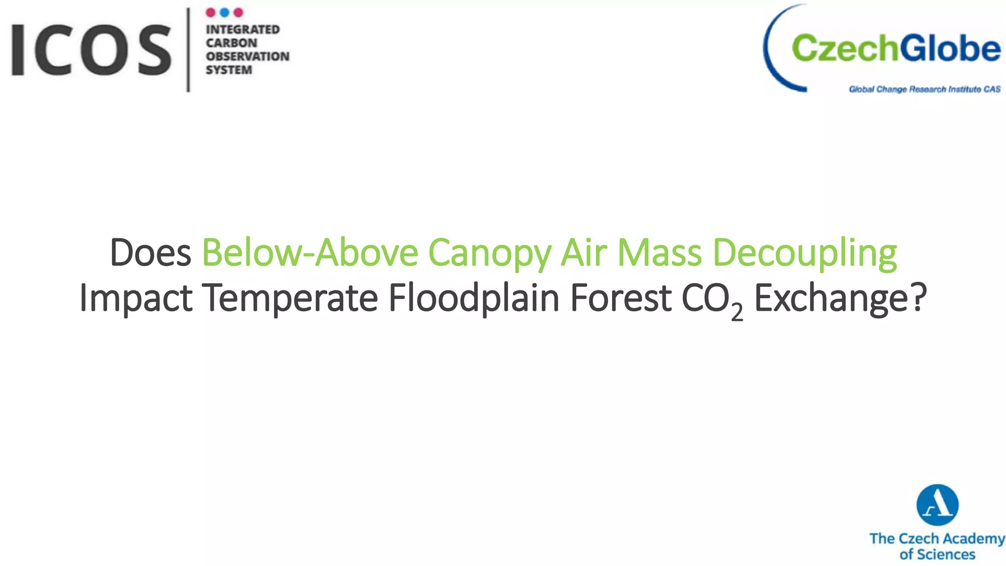 Kowalska, Natalia: Does Below-Above Canopy Air Mass Decoupling Impact Temperate Floodplain ...