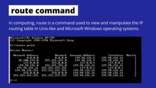 Commands used in Assessing Network layout & Security | PDF | Computer Networking | Computing
