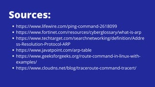 Commands used in Assessing Network layout & Security | PDF | Computer ...