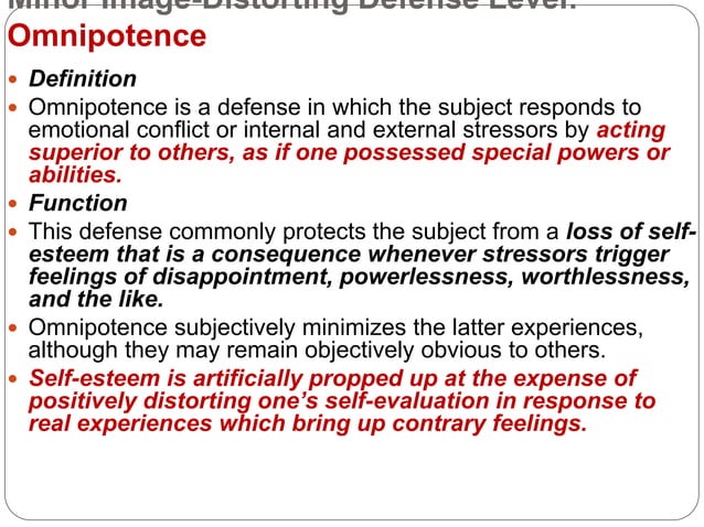 5.Defense mechanisms-Minor Image-Distorting Defense Level.pptx | Mental ...