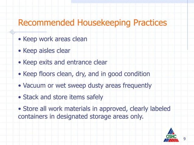 5. Housekeeping.ppt | Injuries | Diseases and Conditions