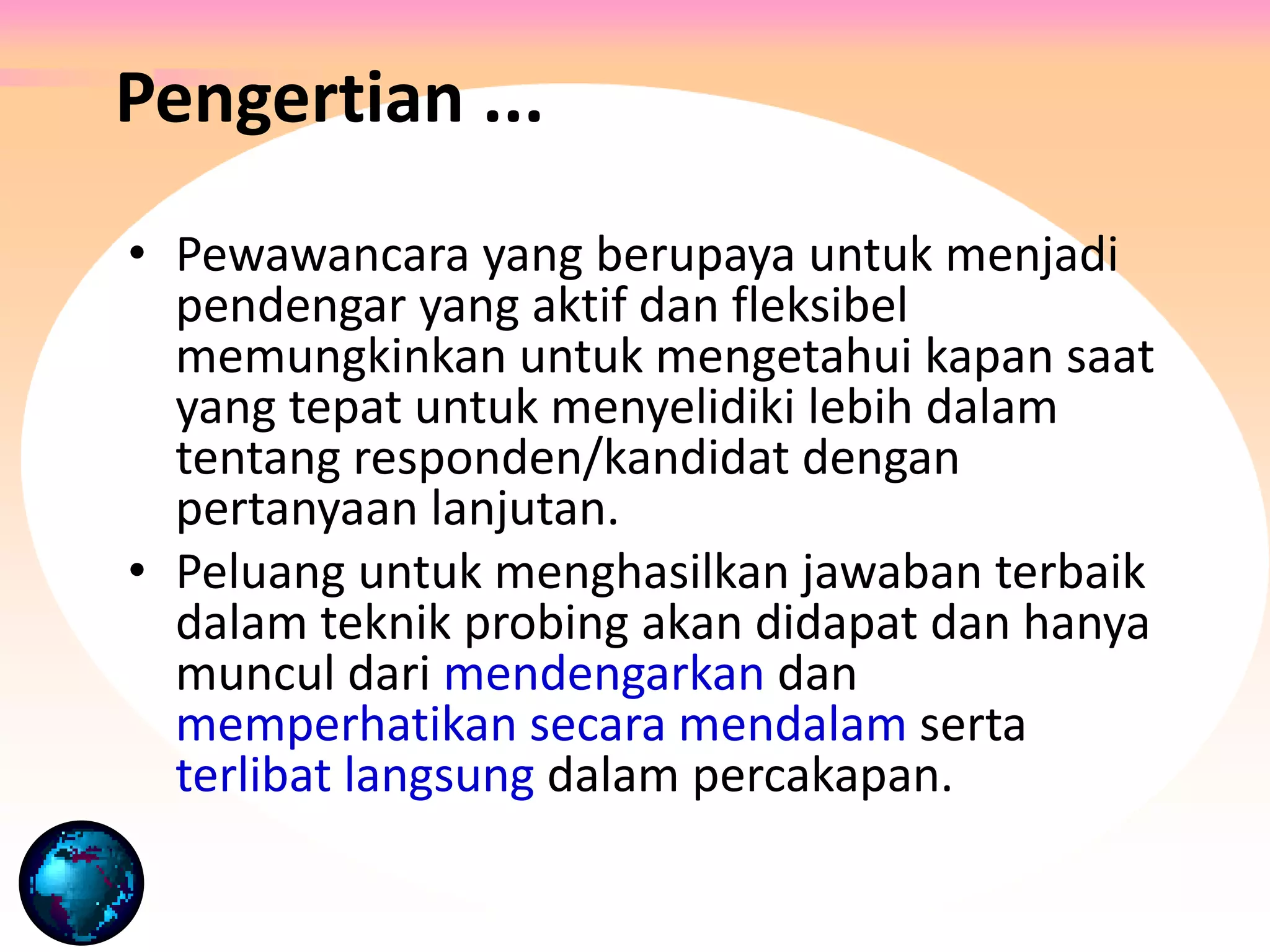 Teknik Probing dalam Pelaksanaan Survei _Materi Pembekalan & Evaluasi ...