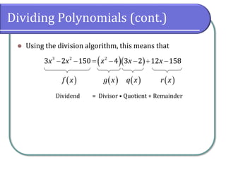 5.4 Dividing Polynomials | PPT