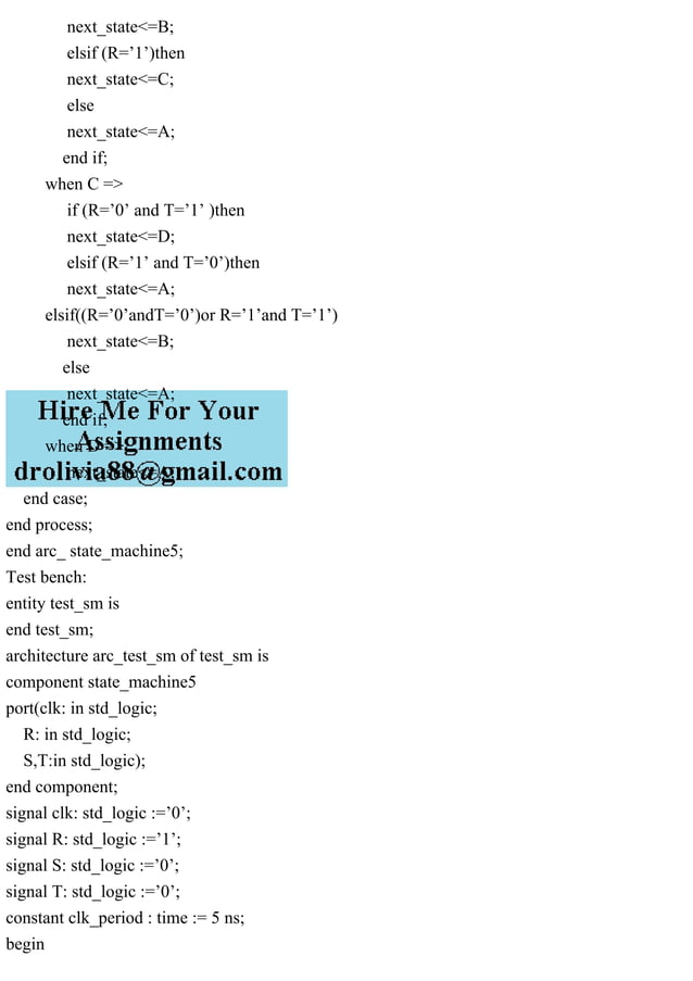5.Write the VHDL code for the state machine.library ieee;use i.pdf ...