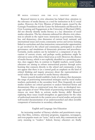 5. Media Literacy And The K-12 Content Areas | PDF