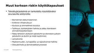 Datatalouden ja tekoälyn regulaatio – missä mennään? | PPT