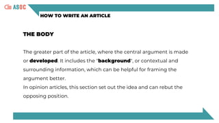 TIPS: How To Write An Article - ASOC2324 EN | PPT