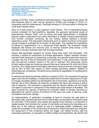 PREDICTIVE RESOURCE MANAGEMENT BY REDUCING COLD START IN SERVERLESS CLOUD | PDF