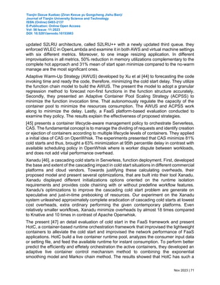 PREDICTIVE RESOURCE MANAGEMENT BY REDUCING COLD START IN SERVERLESS CLOUD | PDF