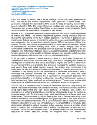 PREDICTIVE RESOURCE MANAGEMENT BY REDUCING COLD START IN SERVERLESS CLOUD | PDF