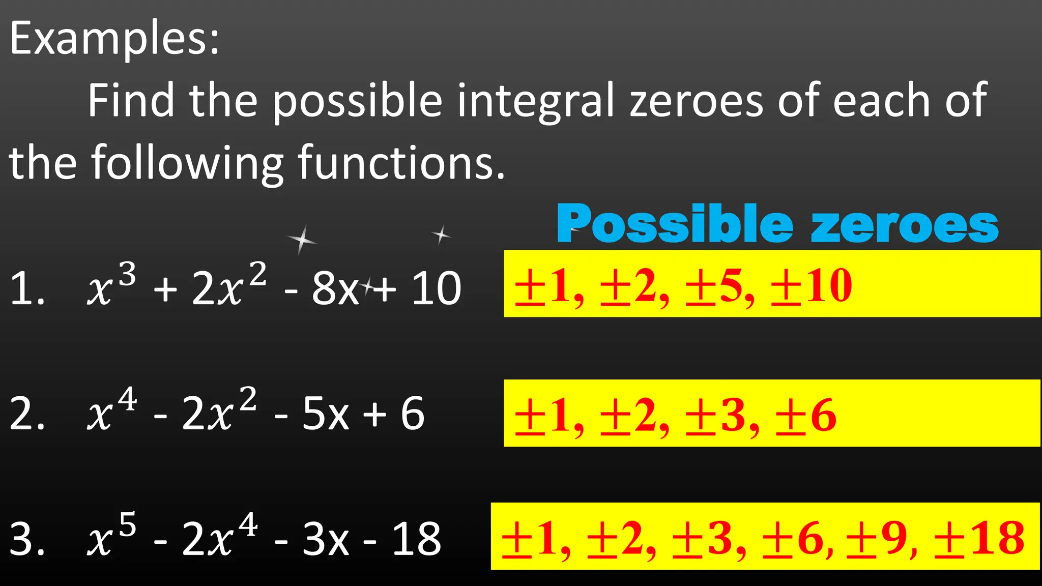 Zero Theorem And Rational Roots Presentation Pdf Physics Science