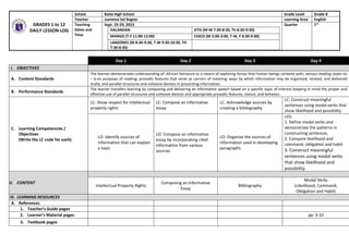 Daily Lesson Log in English-2nd Quarter.docx | Homework and Study ...
