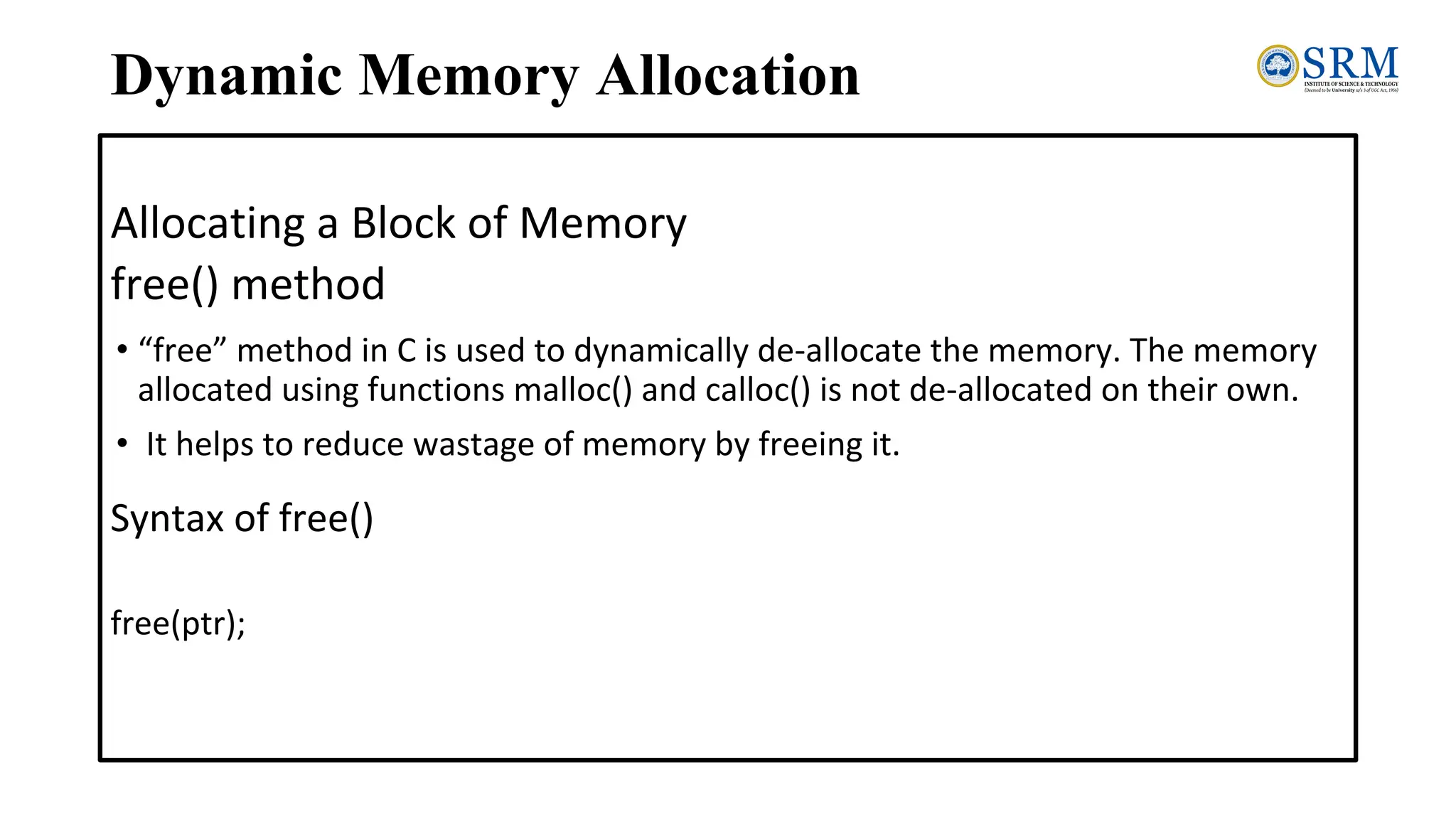 Data Structure Dynamic Memory Allocation Ppt