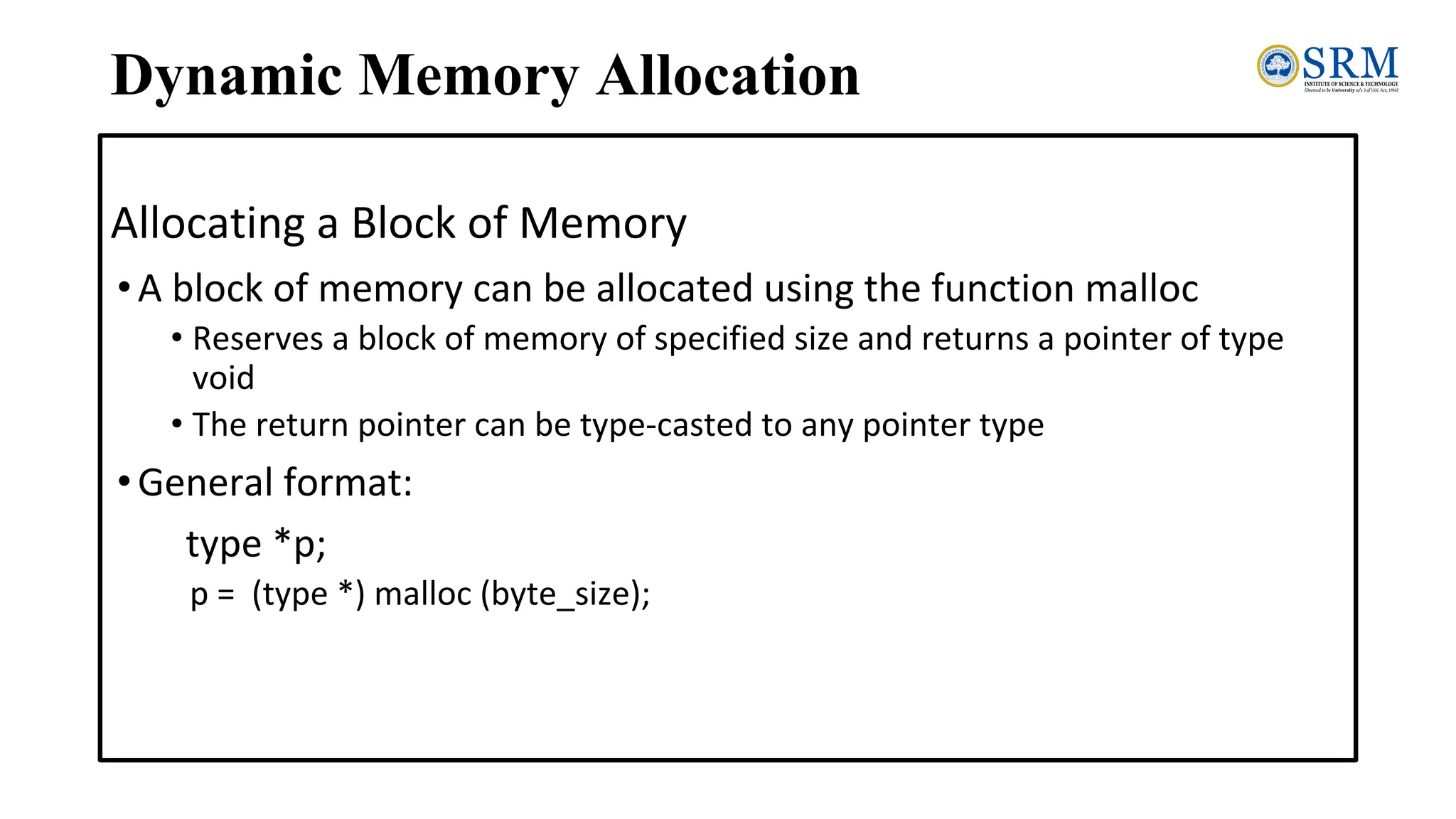 Data Structure Dynamic Memory Allocation Ppt