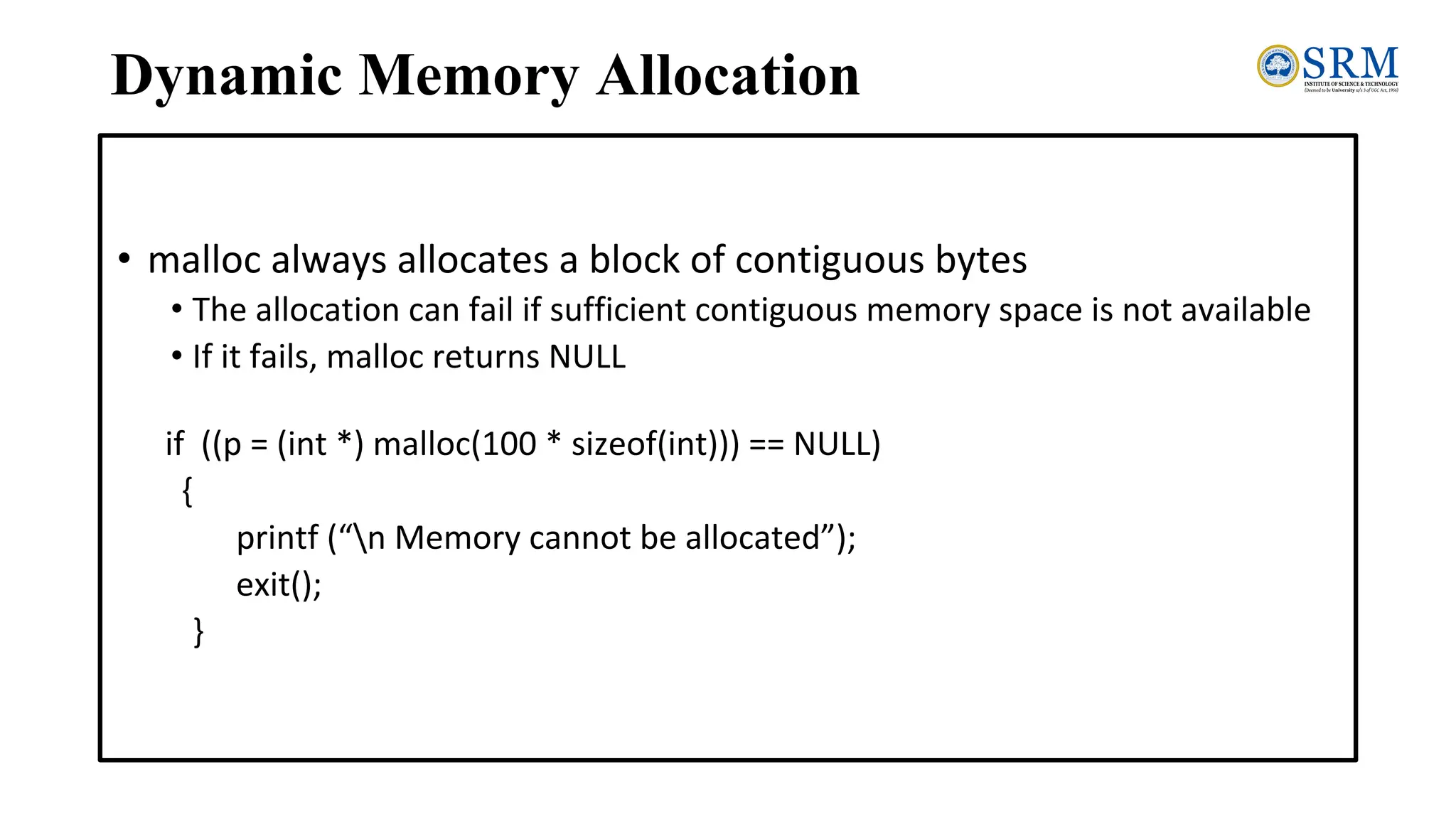 Data Structure Dynamic Memory Allocation Ppt
