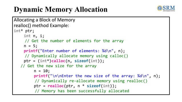Data Structure Dynamic Memory Allocation Ppt