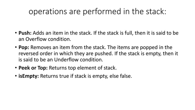 Stack in Data Structure | PPT | Programming Languages | Computing