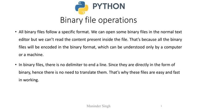 5.1 Binary File Handling.pdf | Programming Languages | Computing