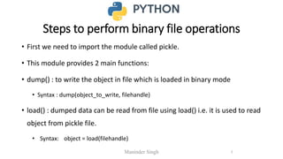 5.1 Binary File Handling.pdf | Programming Languages | Computing