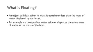 5.3 Floating and sinking: Forces affecting floating and sinking of ...